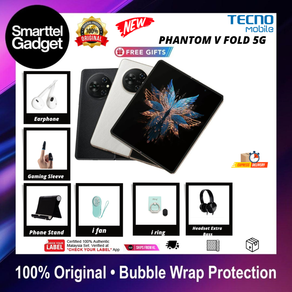 Tecno Phantom V Fold 5G l 12GB RAM + 512GB ROM l 120Hz Flashship Dual Screen l Ultra-clear 5 ...