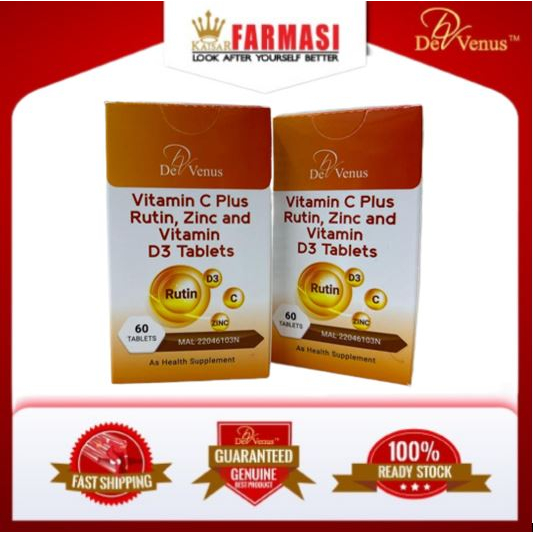 DE VENUS VITAMIN C PLUS RUTIN, ZINC & D3 60S | Shopee Malaysia