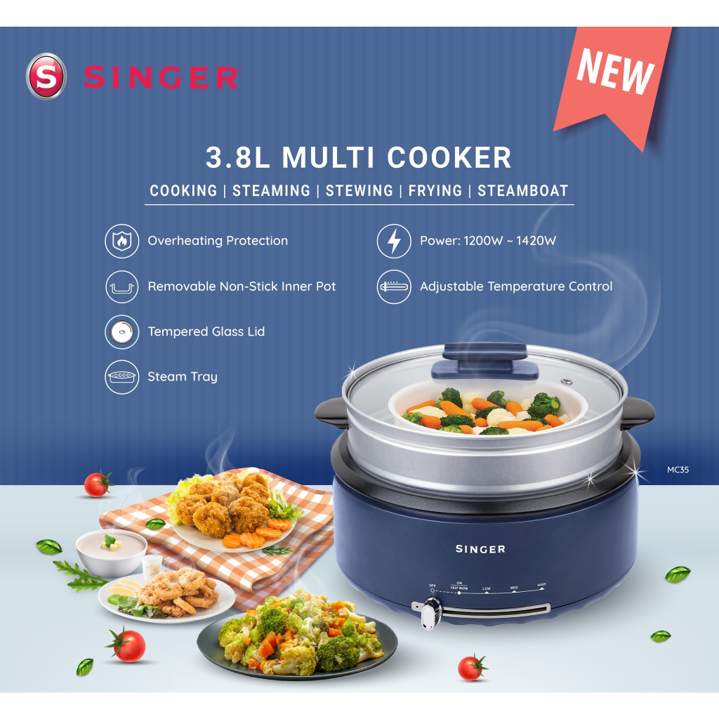 Singer MC-35 Multi Cooker 多功能电炉 火锅 蒸锅 煮蒸炒一体多功能电炉 | Shopee Malaysia