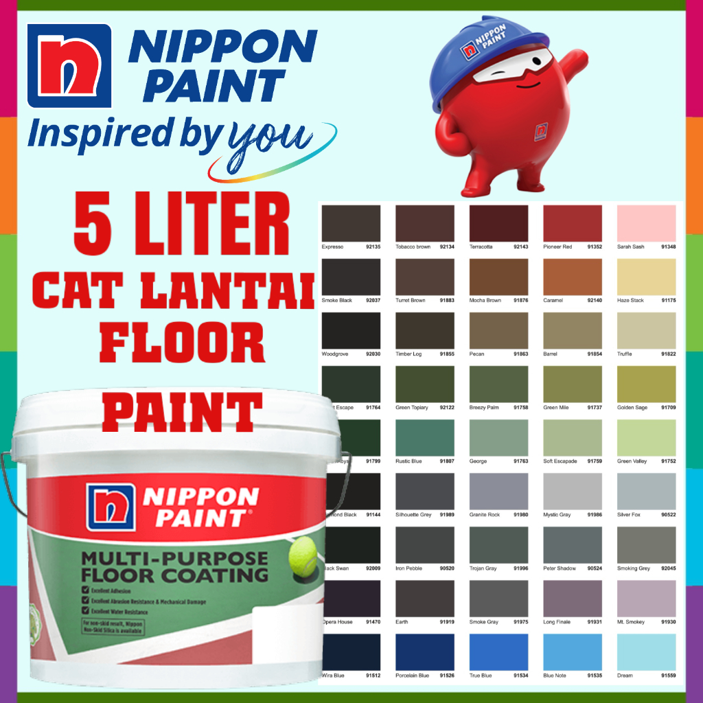 🔥 FOC FREE GIFT 🔥5L Nippon Paint MULTI PURPOSE FLOOR COATING FLOOR ...