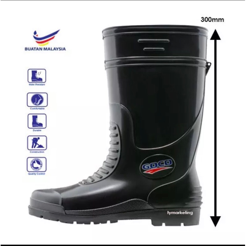 GOCO 968bk Kasut Kerja Getah Anti slip-Safety Rubber shoes Boot Pasar ...