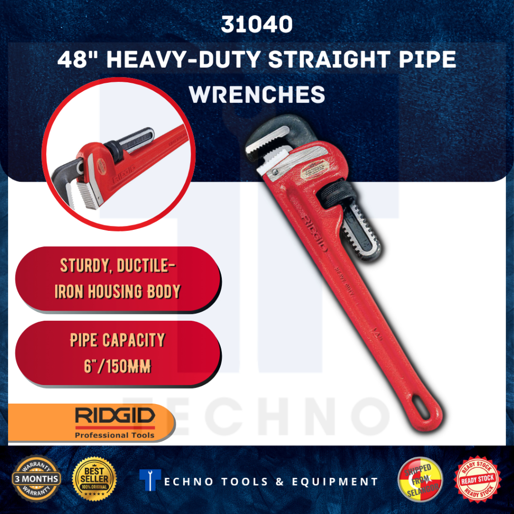 RIDGID 31040 48" Heavy-Duty Straight Pipe Wrench (48''/1200mm) | Shopee ...
