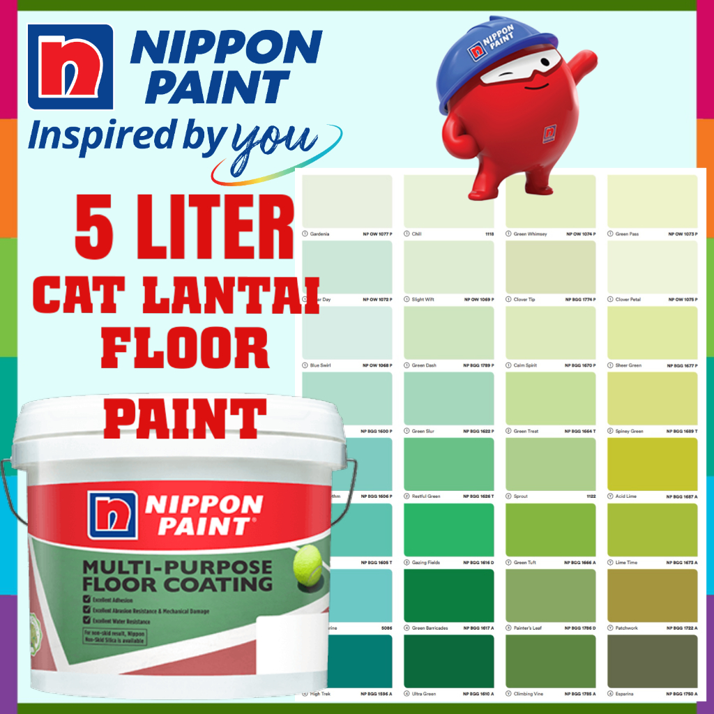 🔥 FOC FREE GIFT 🔥5L Nippon Paint MULTI PURPOSE FLOOR COATING FLOOR ...