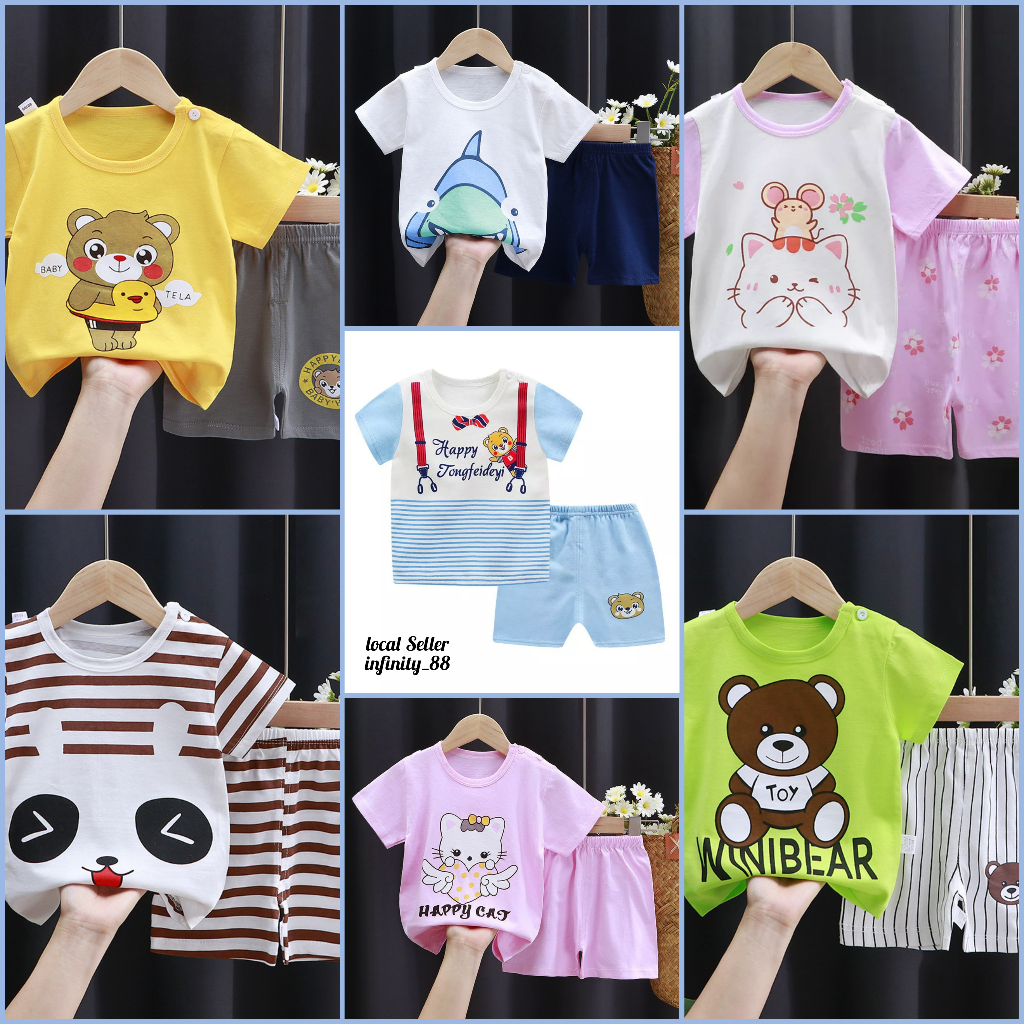 pakaian musim panas Baju baby 3m-6y Kid's baby Girl and boy Summer Wear ...