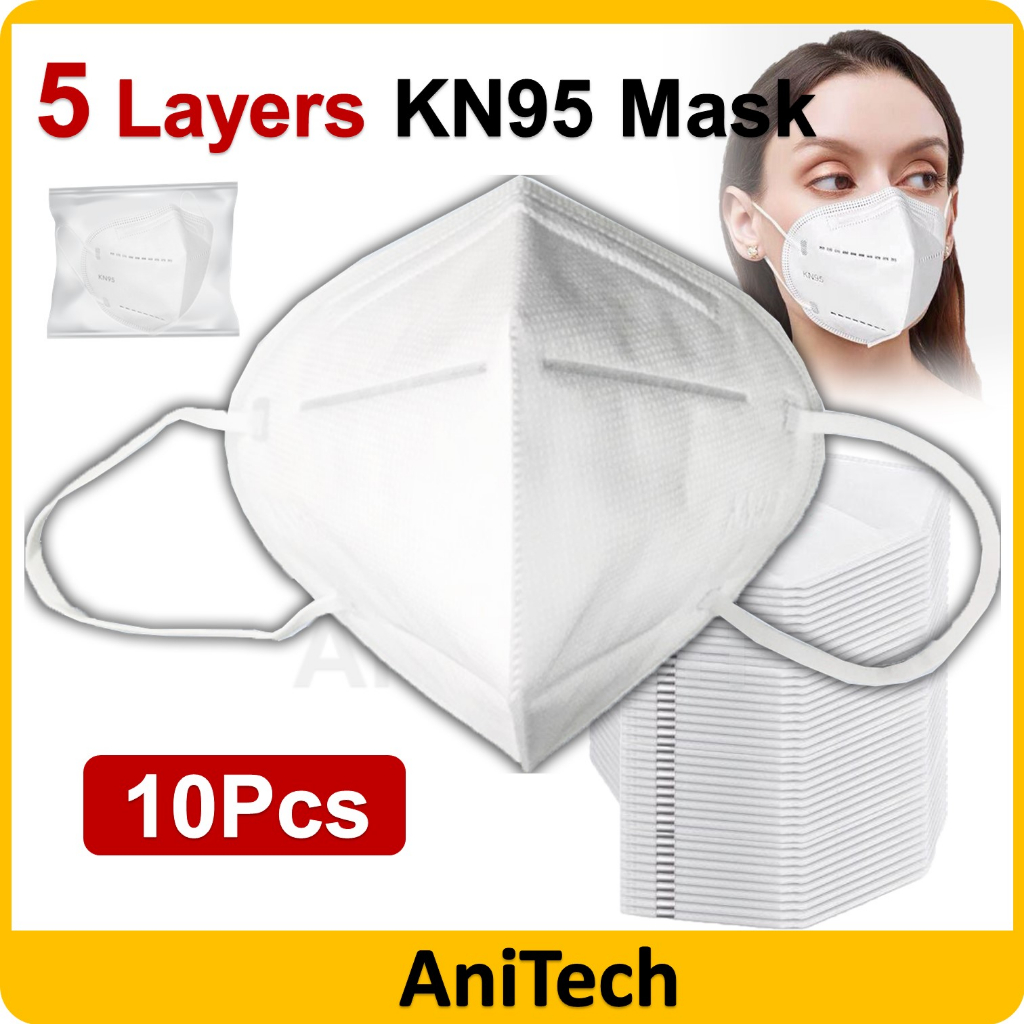 ( Ready Stock ) 10 Pcs / 50 Pcs KN95 5-ply 5 Layer Respirator Disposable Face Mask Same Level ...