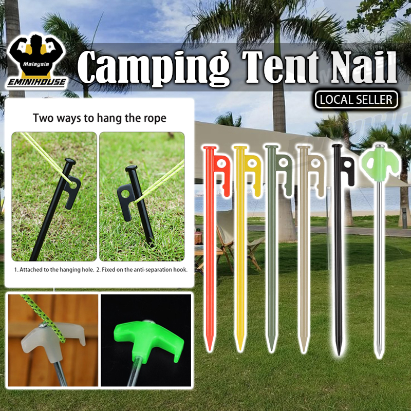 1pcs 16cm 30cm Metal Tent Peg Nails Stakes Pancang Khemah Besi Murah ...