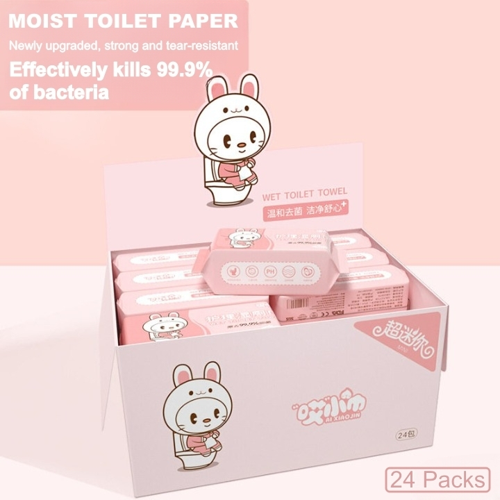【24 Packs/Box】Mini Wet Wipes Antibacterial RO Purified Water Mini Wet ...