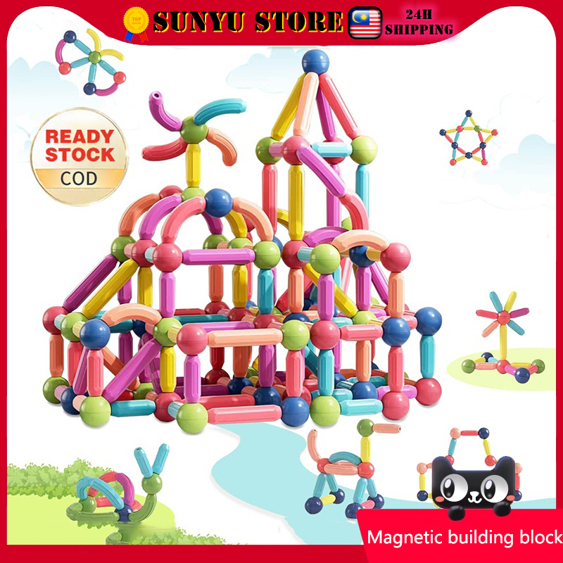 172PCS Kids Magnetic Stick Balls Building Toy Blocks 3D Geometry ...