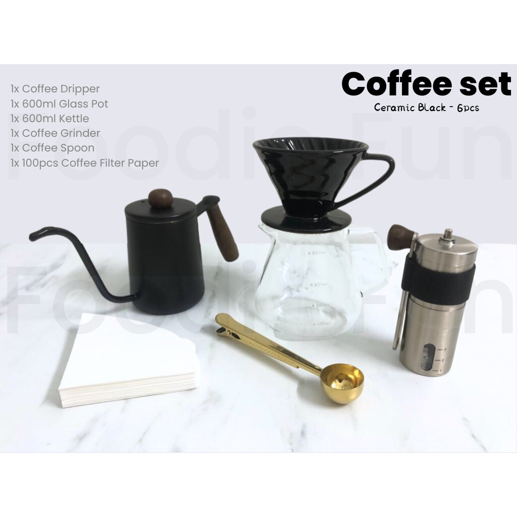 Hand Grinder Brew Coffee Set Full CoffeeBean Pot/Spoon/Filter Paper ...