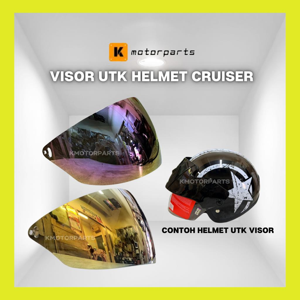 VISOR UTK HELMET CRUISER TOPI CRUISER RAINBOW GOLD TOPI SEPARUH CERMIN ...