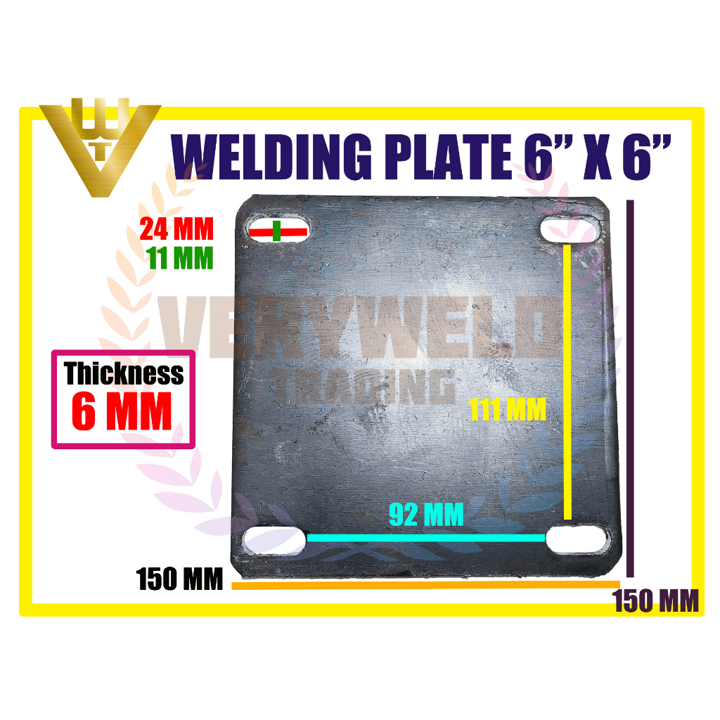 VERYWELD Welding Mild Steel Square Plate Tapak Besi 6" x 6" / Papan ...