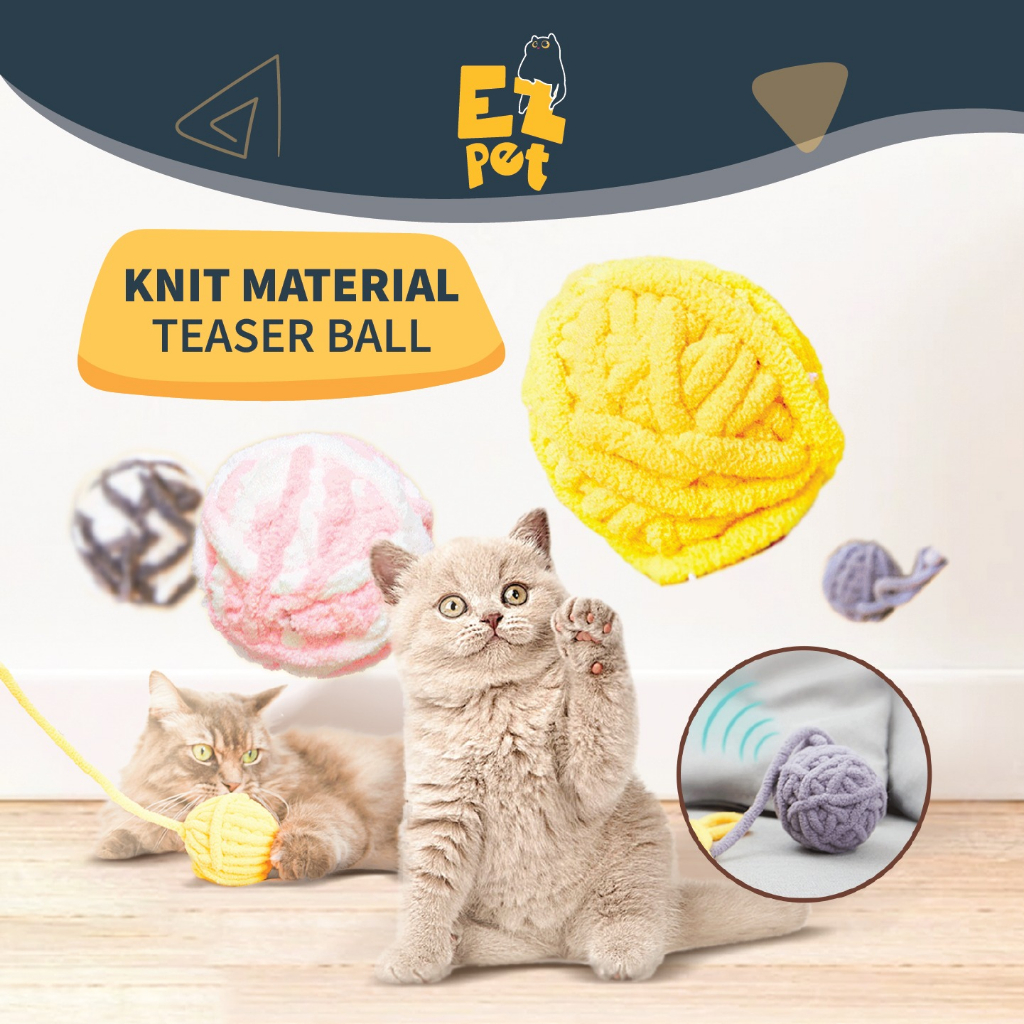 EZPET🐱Selected Knit Ball Cat Teaser Cat Toy Dog Toys Ball Teasers ...