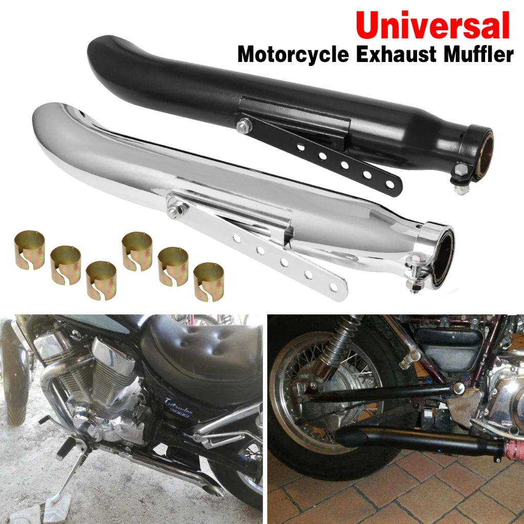 🇲🇾Universal Motorcycle Cafe Racer Exhaust Muffler Pipe Silencer ...