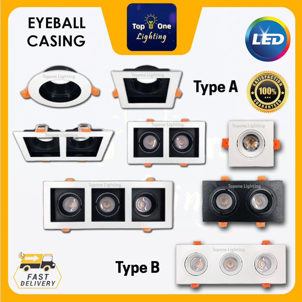 Single Double Triple LED Eyeball Light Casing Downlight Spotlight Round ...