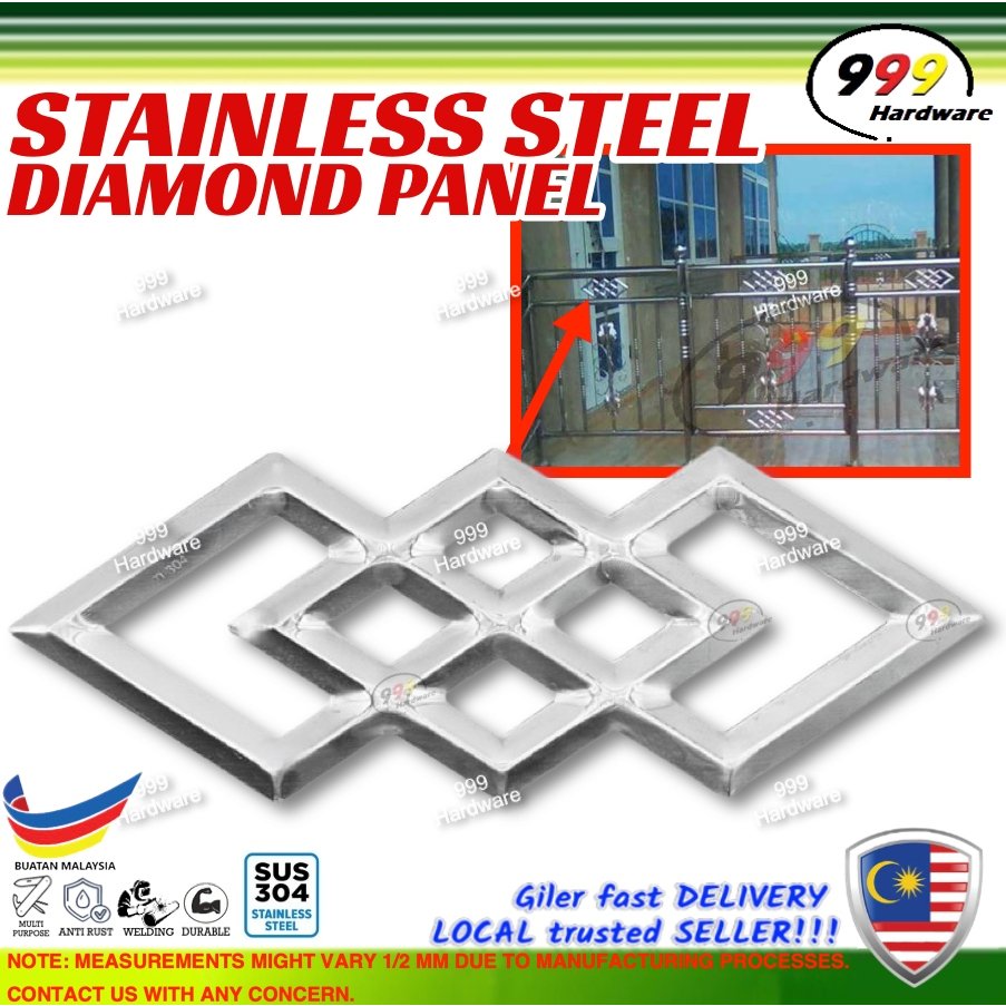 999 STAINLESS STEEL 3 DIAMOND PANEL 3133 / GATE ORNAMENTAL / PAGAR ...