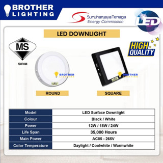 [SIRIM] Premium LED Surface Downlight 12W 18W 24W Ceiling Down Light ...