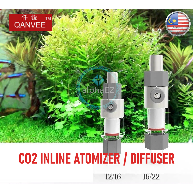 QANVEE Inline CO2 Atomizer Diffuser M1 12mm M2 16mm Aquarium Planted Tanks Aquascape Freshwater ...