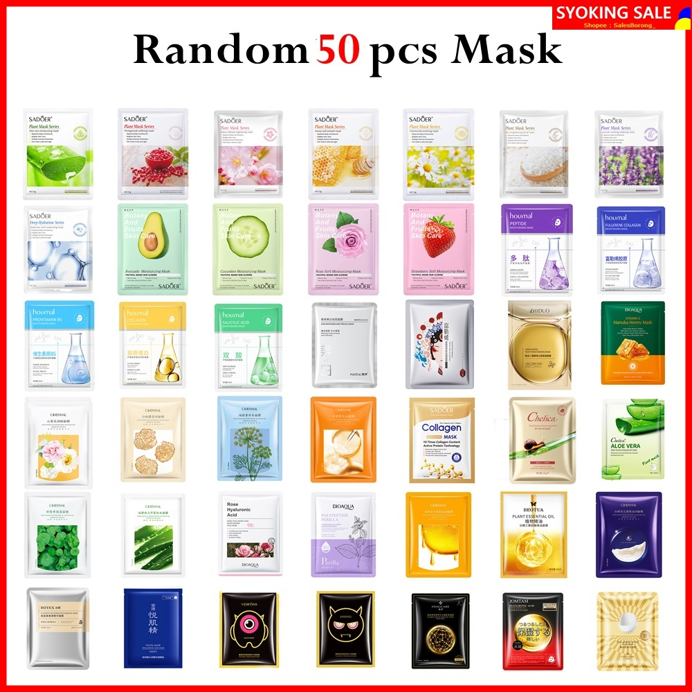 Facial Mask Package 50pcs Set RM20 Moisturizing Brightening Whitening ...