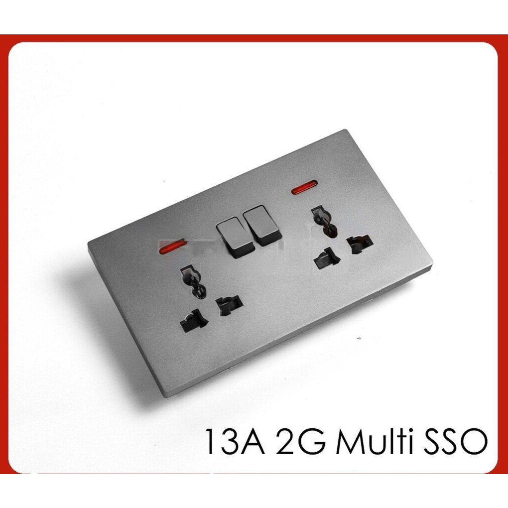 (SIRIM)【LINIER ULTRA SLIM】 Switch Socket Modern Wall Switches SPACE GREY 13A 15A 20A Socket ...