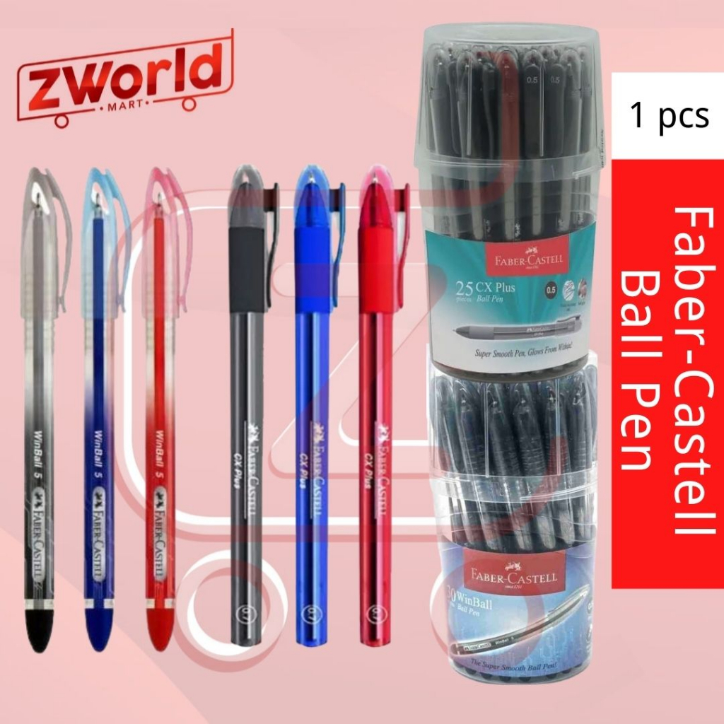 FABER-CASTELL CX PLUS BALL PEN & WIN BALL PEN (BLACK/BLUE/RED) For 1pcs ...