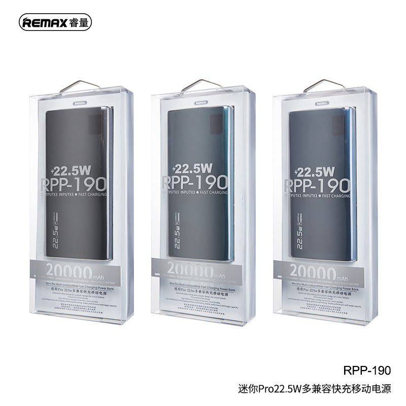 REMAX Mini Pro RPP-190 Multi-Compatible Super Fast Charge 22.5W 20000mAh Power Bank Two-Way PD ...