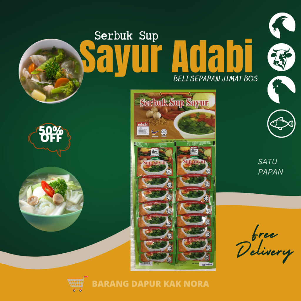 Serbuk Sup Sayur Adabi (1papan) | Shopee Malaysia