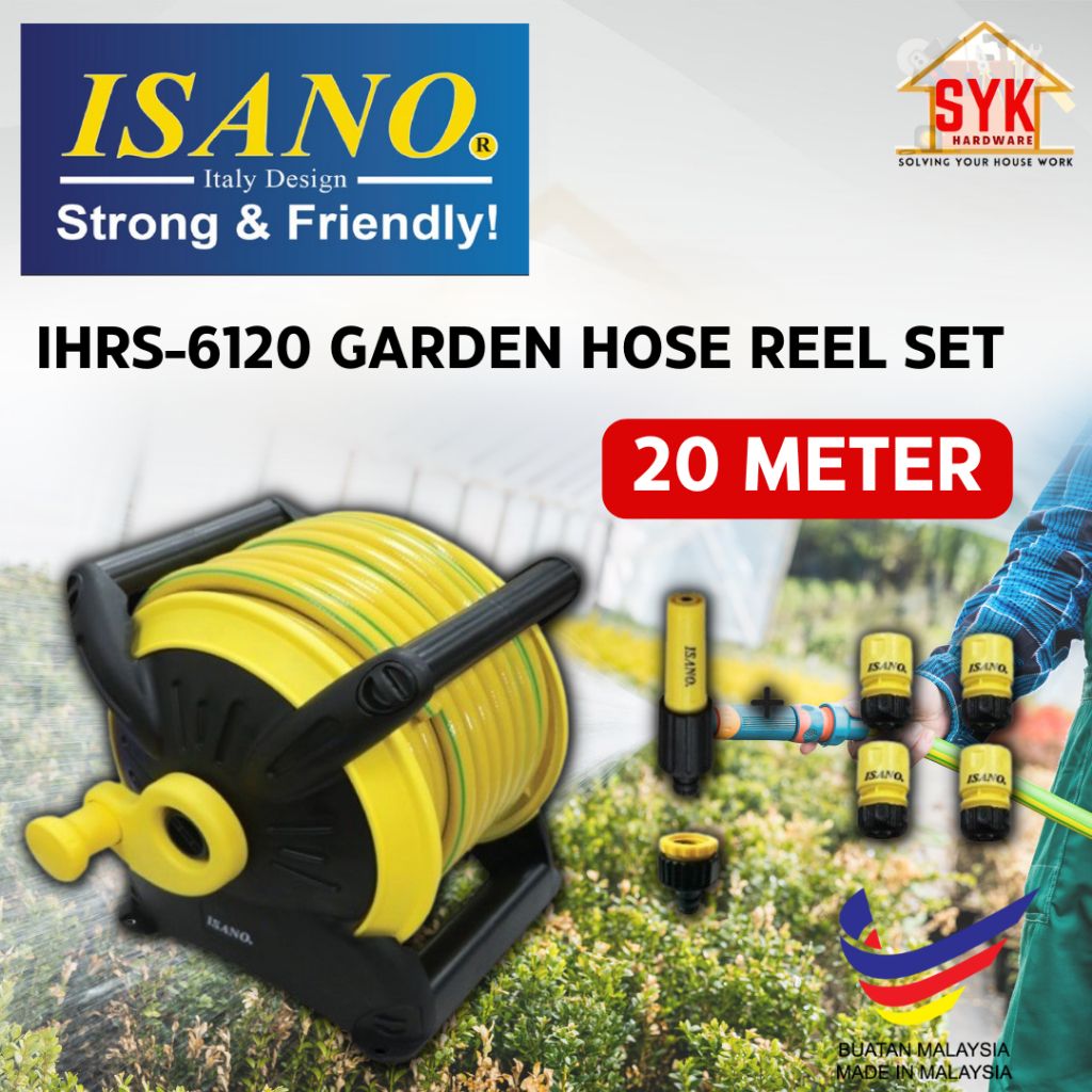 SYK HOKAH 7301 ISANO IHRS-6120 20M 25M Garden Hose Reel Set Outdoor ...