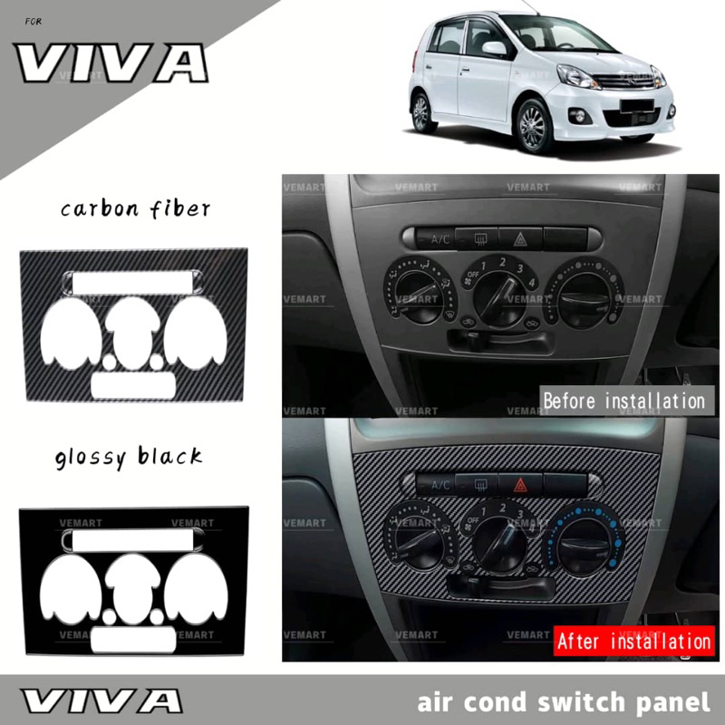 Vemart perodua viva carbon fiber ac switch panel frame garnish ...