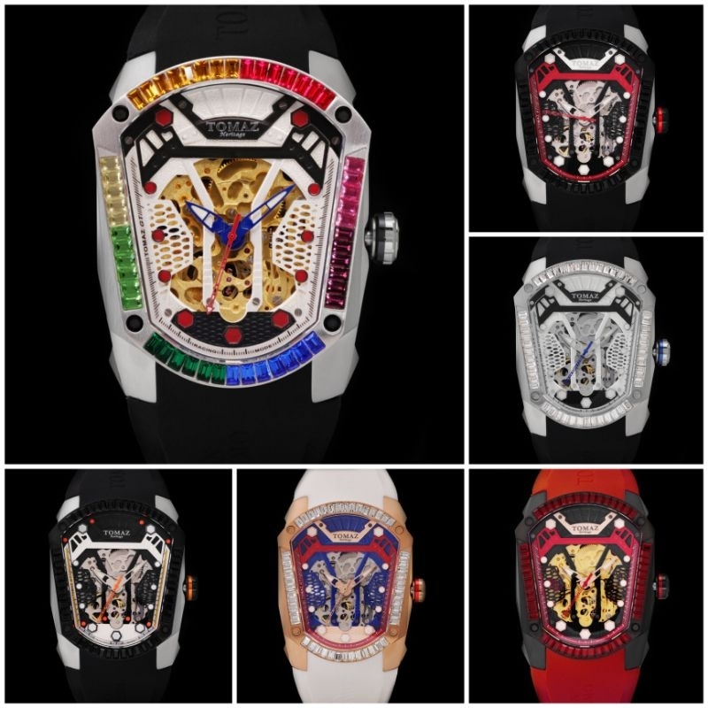 Tomaz GT Skeleton TW028 Swarovski Rubber Strap Watches / Jam GT ...