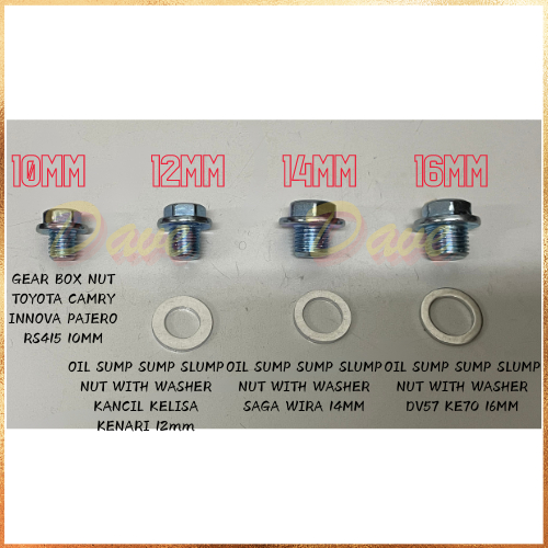 OIL SUM SUMP SLUMP NUT WITH WASHER / GEAR BOX NUT TOYOTA CAMRY INNOVA ...