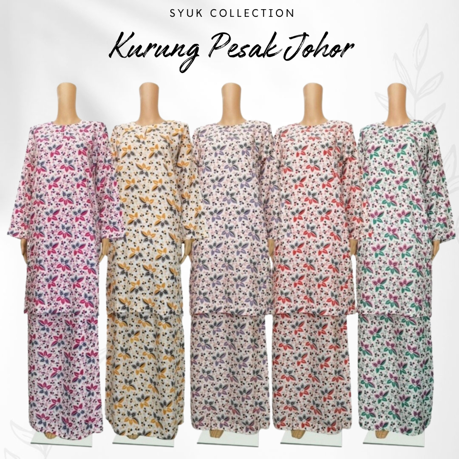 Baju Kurung Pesak Johor Pesak Biasa (BKP45) Material Swiss Cotton Licin ...