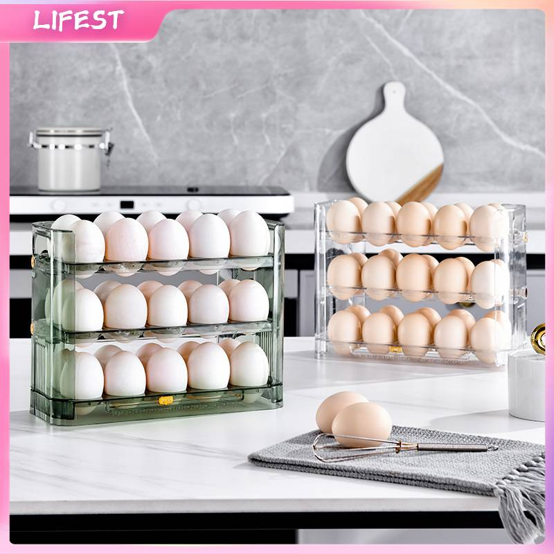 Flippable Egg Holder 3 Layer Egg Storage Container Transparent ...