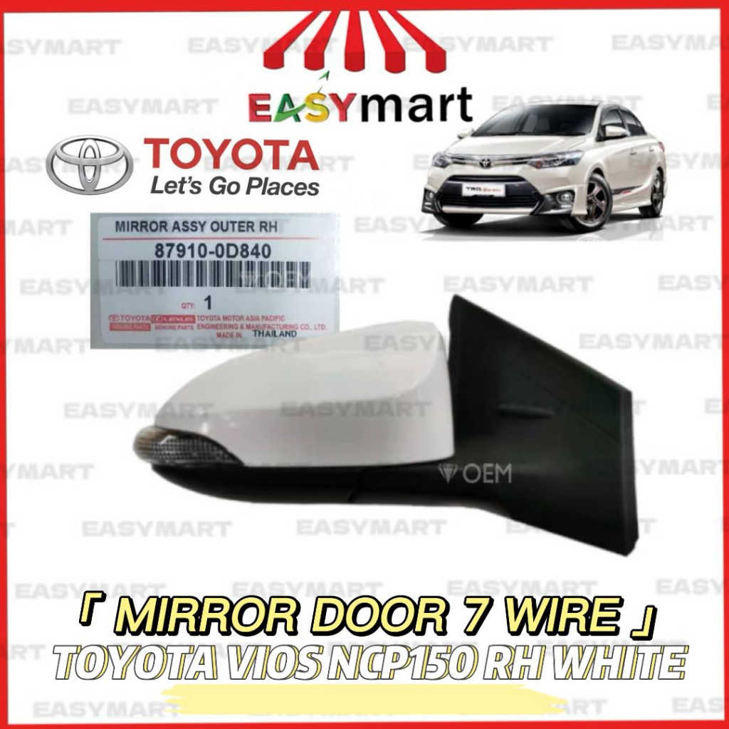 TOYOTA VIOS NCP150 2013-2018 SIDE MIRROR ASSY AUTOFLIP 7 WIRES DOOR ...