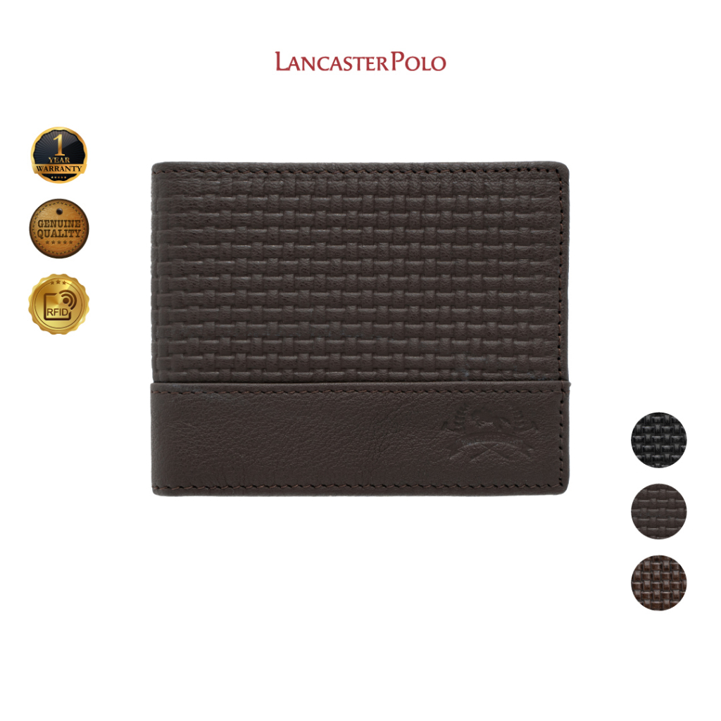 Lancaster Polo Weave Leather RFID Blocking Bi-Fold Wallet for Men -PWB ...