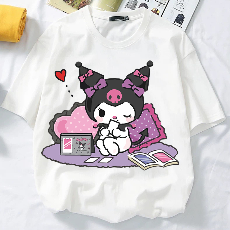 CARTOON T SHIRT Kuromi 3xl tshirt woman rabbit women pink girl cute ...