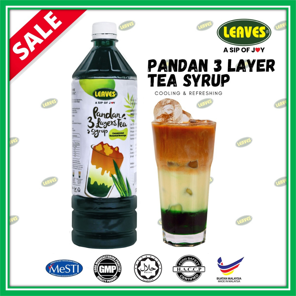 [BUY 1 FREE 1 CLEARANCE] Leaves Pandan 3 Layer Syrup Sirap 班兰三色奶茶糖浆 ...