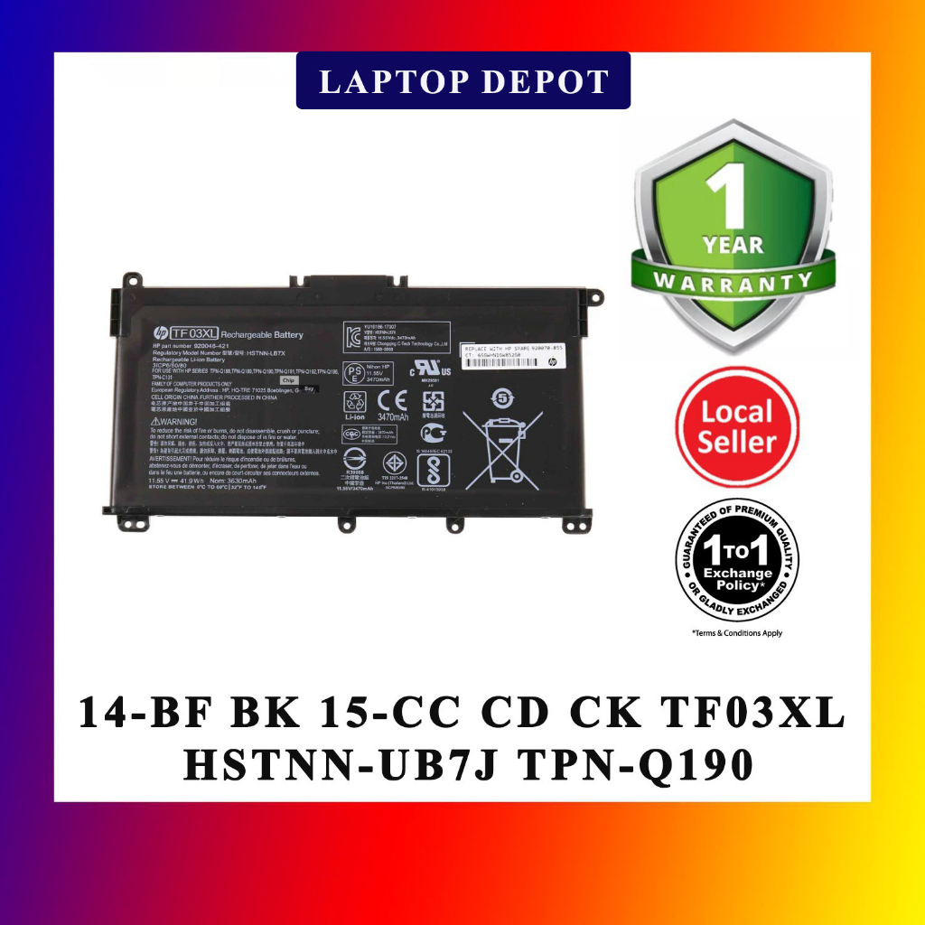 HP Pavilion 14-BF BK 15-CC CD CK TF03XL HSTNN-UB7J TPN-Q190 Replacement ...