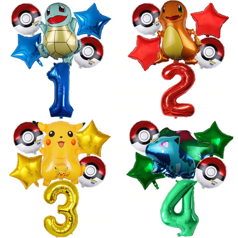 Pokemon Pikachu Bulbasaur Charmander Squirtle with Number Birthday ...