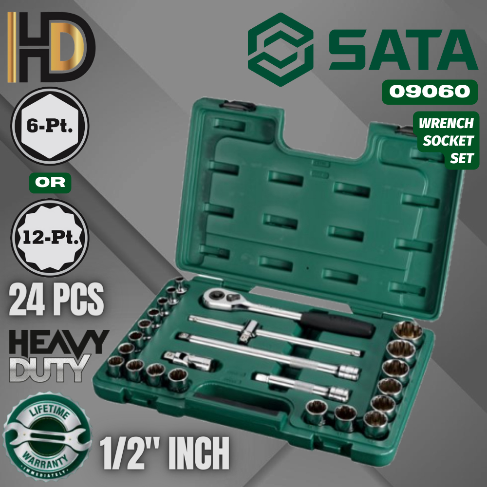 SATA 24 PCS 1/2" Wrench Socket Set / 6 Point & 12 Point Optional ...