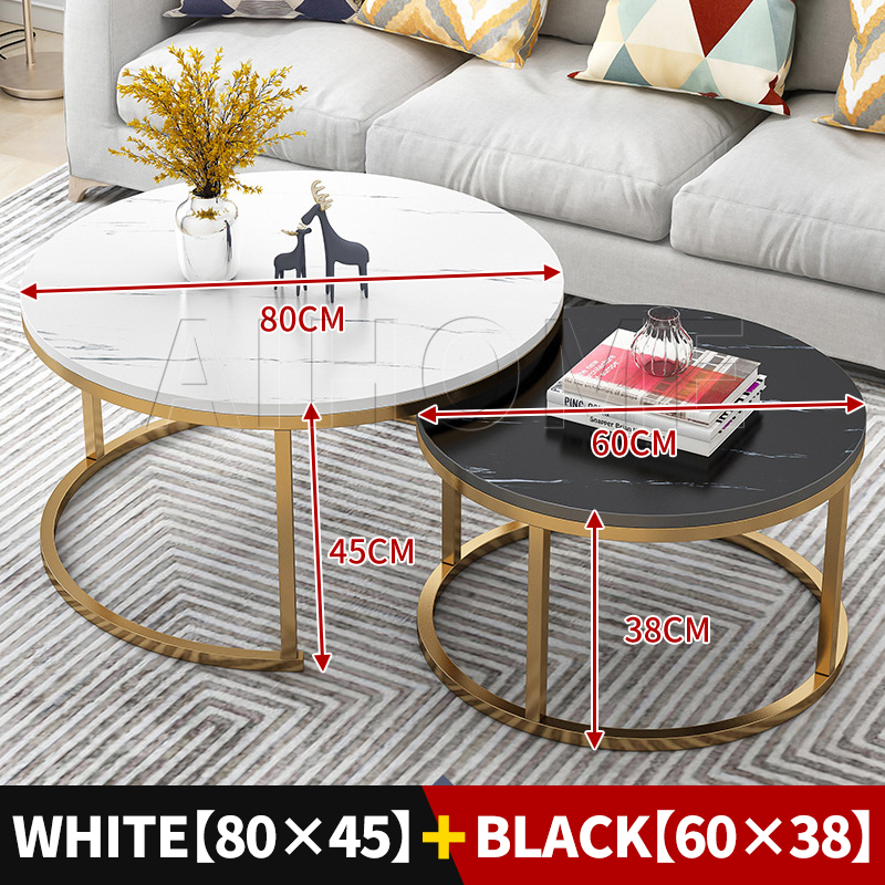Meja Bulat Ruang Tamu Round Living Room Table Set Coffee Table Marble ...
