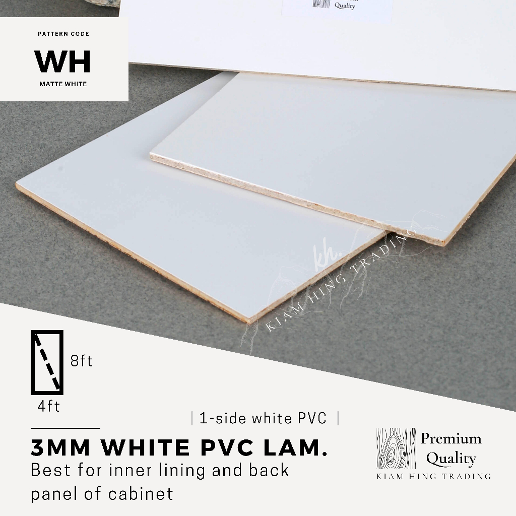 3mm white PVC 1-side laminated plywood (4ft x 8ft) DIY board | timber ...