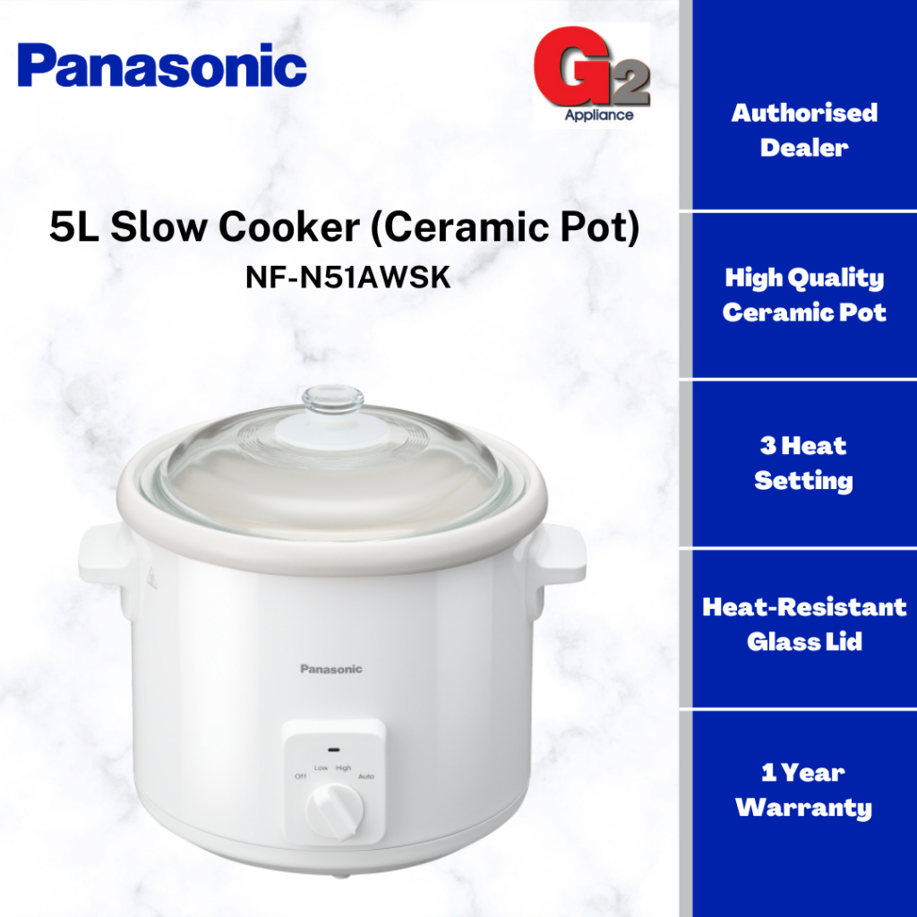 Panasonic (New Arrivals) 5L Slow Cooker (Ceramic Pot) NF-N51AWSK ...