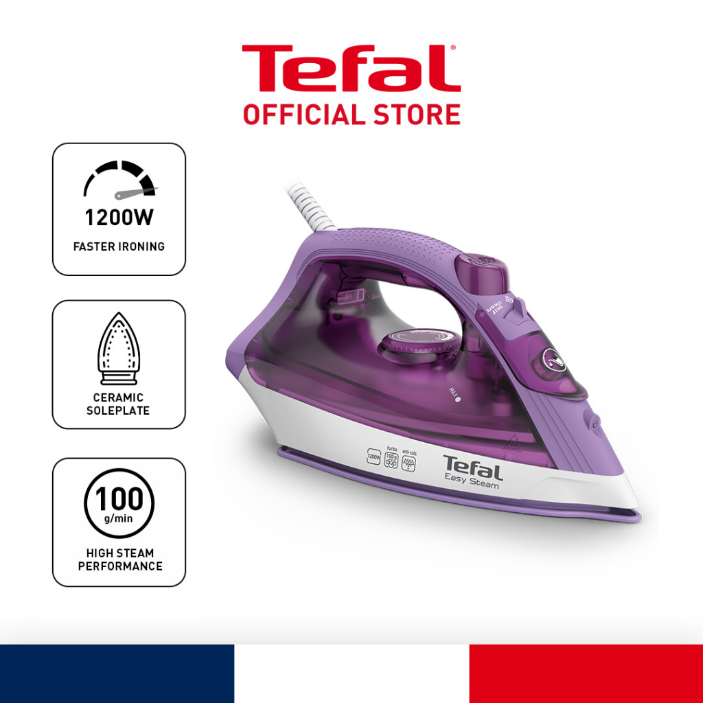 Tefal Easy Steam FV1953 Steam Iron (1200W, 20/100g/min steam output ...