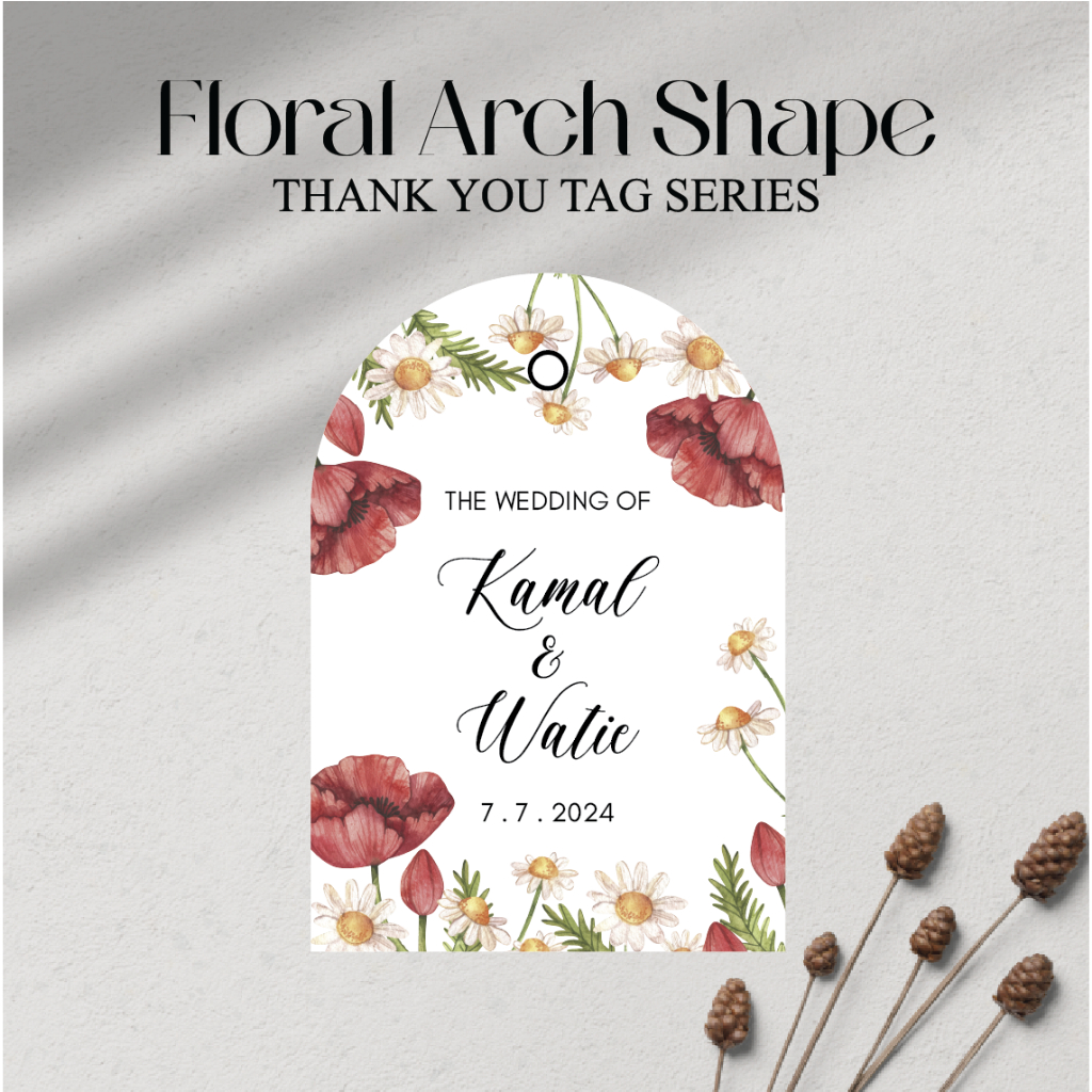 [TAG] Floral Modern Arch Thank You Tag Wedding Aqiqah Engagement Favor ...