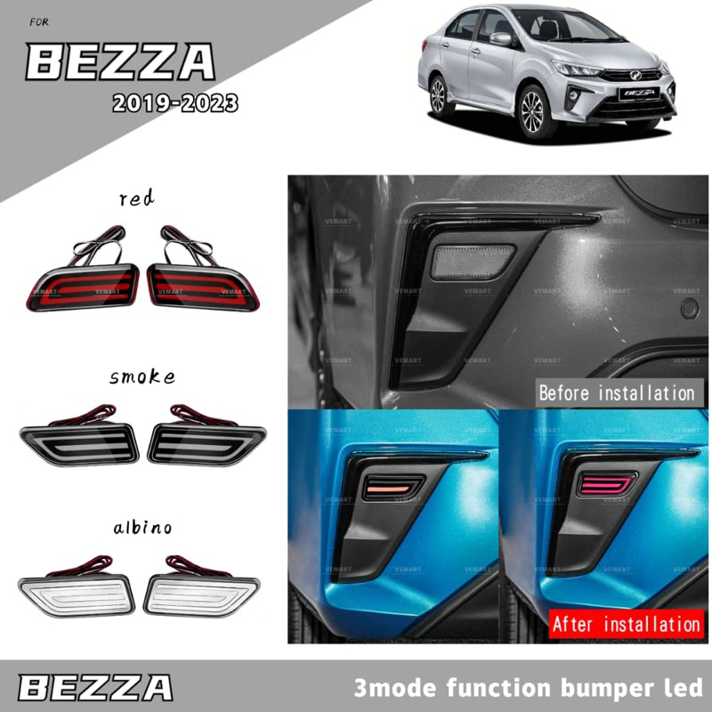 Vemart perodua BEZZA rear bumper led reflector accessories | Shopee ...
