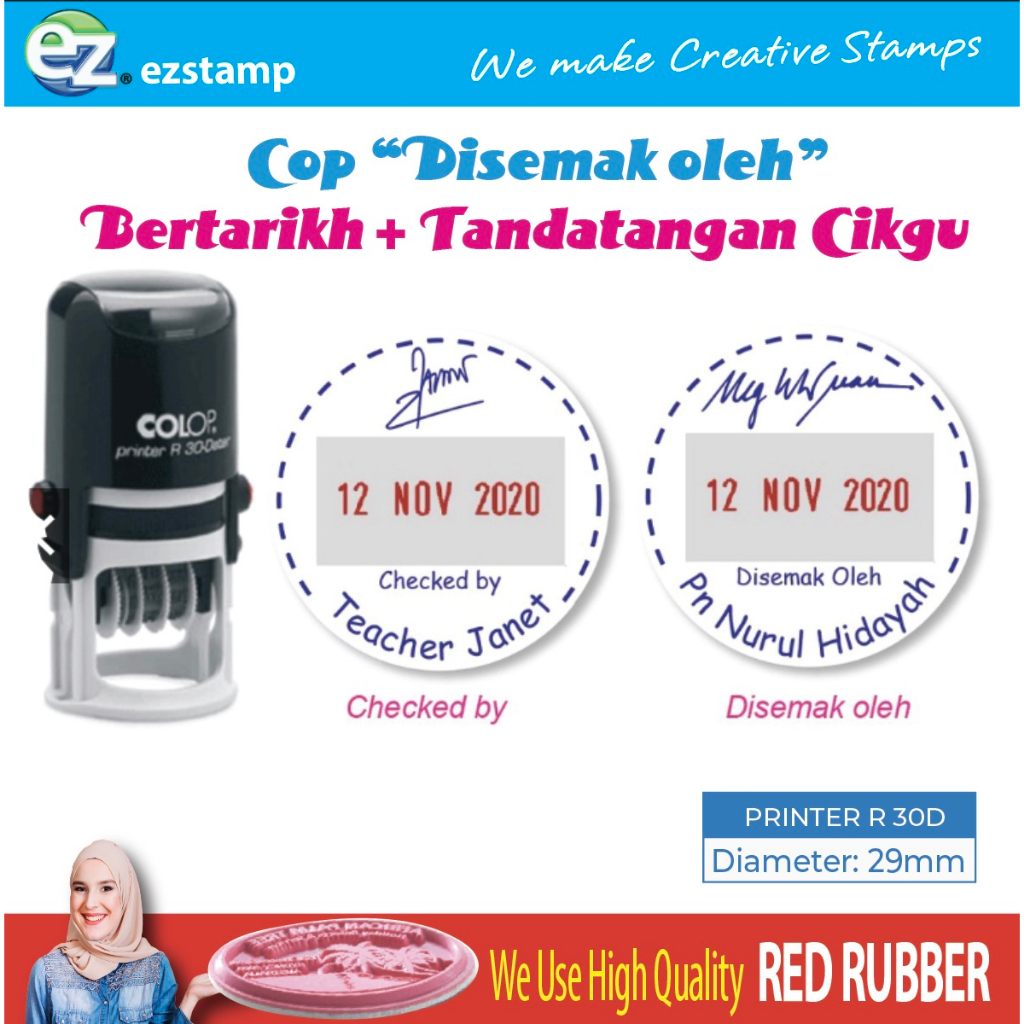 Stamp "Checked by"with Date & Signature / Cop "Disemak Oleh" Tarikh ...