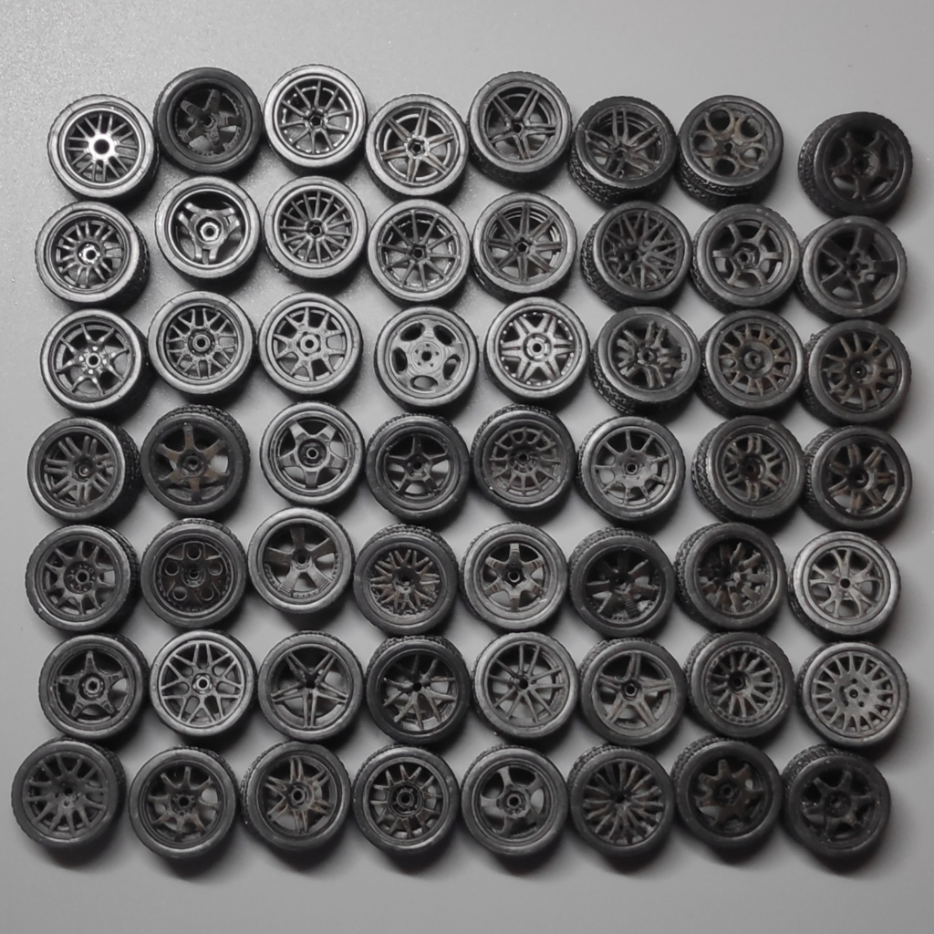 1:64 Rims for Hotwheels, Matchbox. Custom Wheels Rims Rubber Tires Set ...