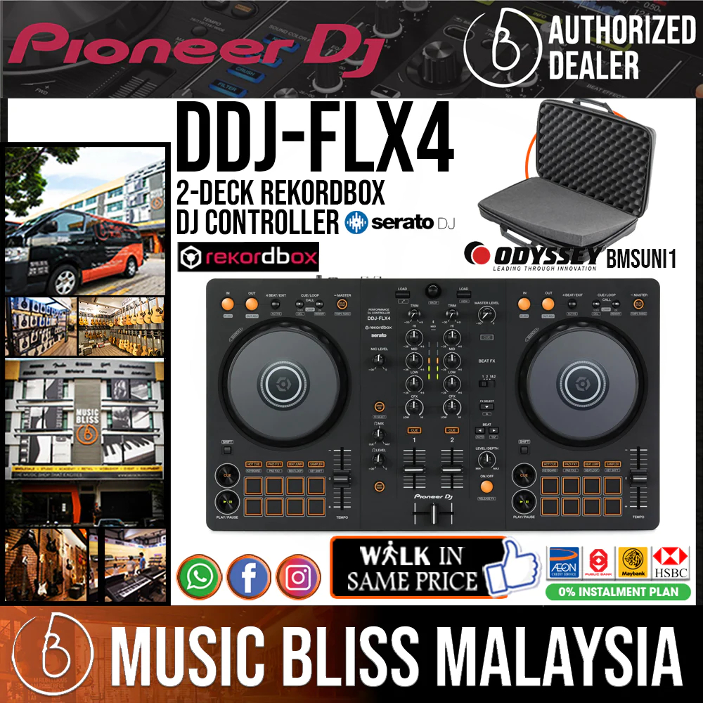 Pioneer DJ DDJ-FLX4 2-deck Rekordbox and Serato DJ Controller (DDJFLX4 ...
