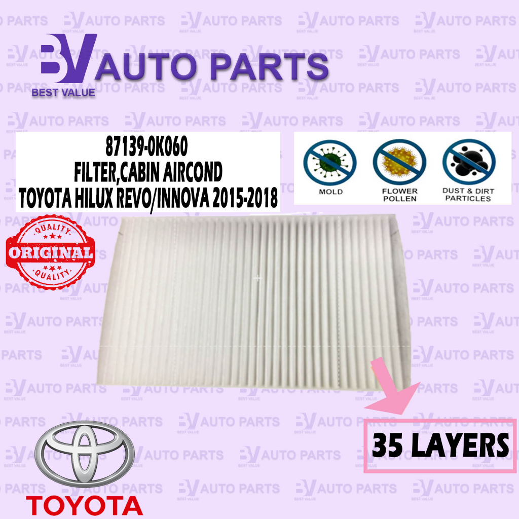 CABIN AIR FILTER FOR TOYOTA HILUX REVO/INNOVA 2015-2018 CONDITIONER ...