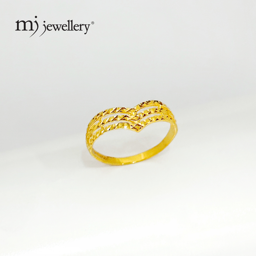 MJ Jewellery 916/22K Gold V-Shaped Ring C88 | Shopee Malaysia